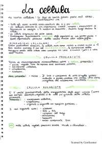 Cellula: appunti sulla Cellula | Schemi e mappe concettuali di Biologia | Docsity