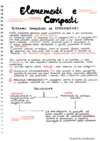 Elementi e Composti | Schemi e mappe concettuali di Chimica | Docsity