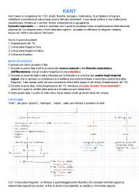 IMMANUEL KANT (riassunto) | Schemi e mappe concettuali di Filosofia | Docsity