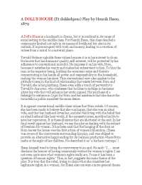 A DOLL'S HOUSE (Et dukkehjem) Play by Henrik Ibsen, 1879 | Study notes ...