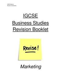 IGCSE Business Studies Revision Booklet Marketing | Study notes ...