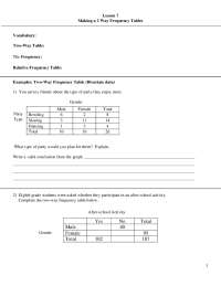 Two Way Table Worksheets | Summaries English | Docsity