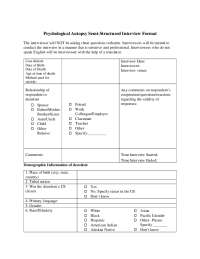 Psychological Autopsy Semi-Structured Interview Format | Exams ...