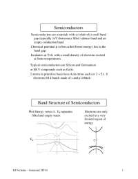 Semiconductors Band Structure of Semiconductors | Summaries Law | Docsity