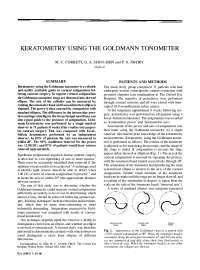 KERATOMETRY USING THE GOLDMANN TONOMETER | Study Guides, Projects ...