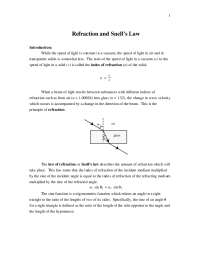 Refraction and Snell's Law | Summaries Law | Docsity