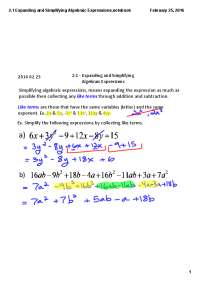 2.1 Expanding and Simplifying Algebraic Expressions.notebook | Study ...
