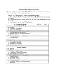 TRANSFERABLE SKILLS CHECKLIST The following list ... | Summaries Acting | Docsity
