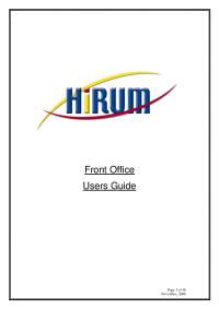 Front Office Users Guide | HiRUM | Exercises History | Docsity