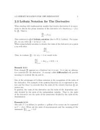 2.3 Leibniz Notation for The Derivative | Slides Differential and Integral Calculus | Docsity