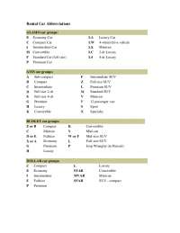 Rental Car Abbreviations | Schemes and Mind Maps Automobile Engineering ...