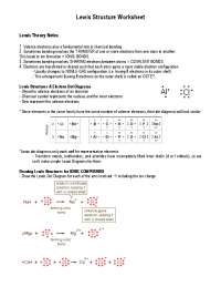 Lewis Structure Worksheet | Study notes Chemistry | Docsity