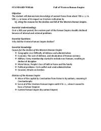 STANDARD WHI.6k Fall of Western Roman Empire Objective ... | Study ...