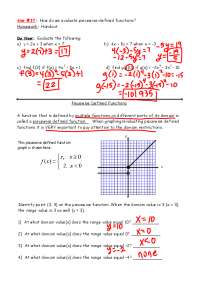 Aim #37: How do we evaluate piecewise-defined functions? | Slides Pre-Calculus | Docsity