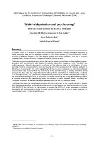 “Material deprivation and poor housing” | Study notes Sociology | Docsity