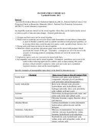 INCOMPATIBLE CHEMICALS | Schemes and Mind Maps Chemistry | Docsity
