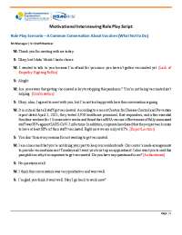 Motivational Interviewing Role Play Script | Lecture notes Job ...