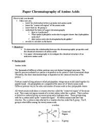 Paper Chromatography of Amino Acids | Study notes Chemistry | Docsity