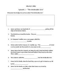 Liberty's Kids Episode 2 – “The Intolerable Acts” | Exams English ...