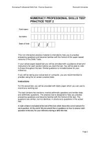 NUMERACY PROFESSIONAL SKILLS TEST PRACTICE TEST 2 | Study notes ...