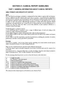 SECTION 21: CLINICAL REPORT GUIDELINES | Study notes Clinical ...