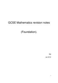 GCSE Mathematics revision notes (Foundation). | Lecture notes ...