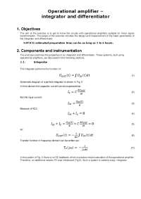Operational amplifier – integrator and differentiator | Study notes ...