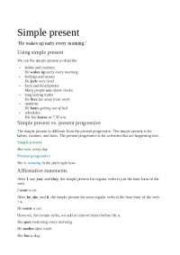 Simple present, grammatica inglese | Dispense di Inglese | Docsity