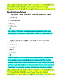 HESI A2 MODULE SECTION IV PART 2 – ANATOMY & PHYSIOLOGY (2022 Revised ...