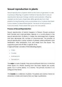 Sexual reproduction in plants | Study notes Biology | Docsity