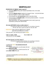 Morphology English language 1 | Appunti di Lingua Inglese | Docsity