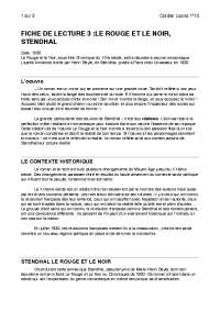 LE ROUGE ET LE NOIR, STENDHAL | Résumés Français | Docsity
