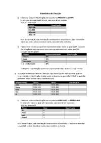 Exercício Excel Básico - Função SE | Exercícios Microsoft Excel | Docsity