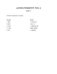 Assignment 1 - Decimal to binary | Assignments Computer Fundamentals | Docsity