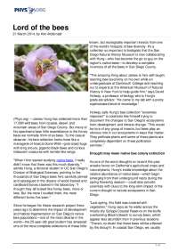 Bees and USDA Instution | High school final essays Biology | Docsity