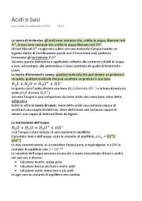 Acidi e Basi, teoria e esercizi | Appunti di Chimica | Docsity