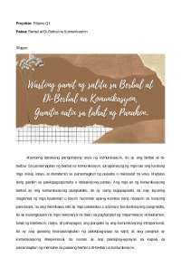 Filipino third output | Summaries English | Docsity