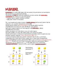La genetica e Mendel, appunti brevi e schema | Appunti di Scienze della ...