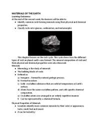 MATERIALS OF THE EARTH | Study notes Earth science | Docsity