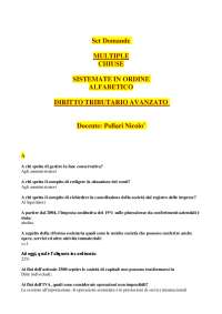 DIRITTO TRIBUTARIO AVANZATO Domande MULTIPLE IN ORDINE ALFABETICO ...
