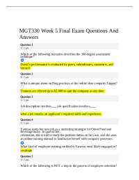 MGT330 Week 5 Final Exam Questions And Answers | Exams Management ...