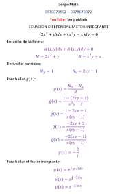 Ecuaciones diferenciales con cálculo de factor integrante | Exámenes de Ecuaciones Diferenciales ...