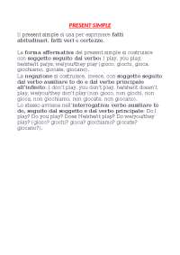 Spiegazione semplice del Present Simple | Appunti di Lingua Inglese | Docsity
