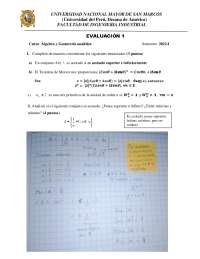 Primera practica calificada resolucion | Exámenes de Álgebra Lineal | Docsity