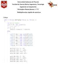 Multiplicación de matrices | Ejercicios de Teoría de la Complejidad | Docsity