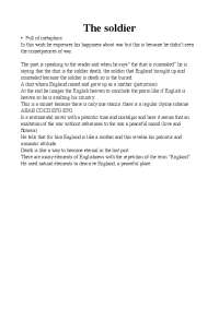 "The Soldier" analysis, Rupert Brooke | Appunti di Inglese | Docsity