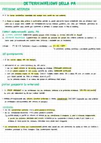 Fisiologia: Determinazione della pressione arteriosa | Appunti di Fisiologia | Docsity