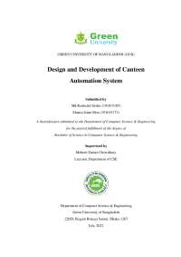 Design and Development of Canteen Automation System | Thesis Computer Science | Docsity