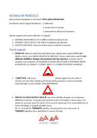 Patente, segnali di pericolo | Appunti di Educazione fisica | Docsity