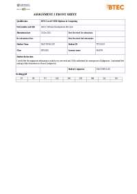 SDLC - Assignment 2 Frontsheet | Schemes and Mind Maps Computer Science | Docsity